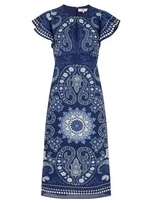 Sea Emelina Paisley-printed Ramie Midi Dress - Blue