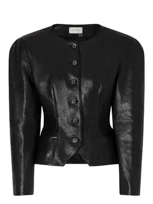 Magda Butrym Paneled Leather Jacket - Black