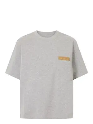 Bottega Veneta Bottega Veneta Intrecciato Suede-Trimmed Organic Cotton-Jersey T-Shirt Gray