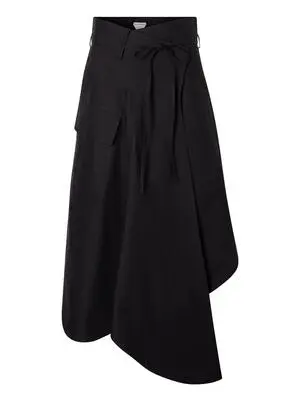 Bottega Veneta Wrapped Cotton-mousseline Maxi Skirt - Black