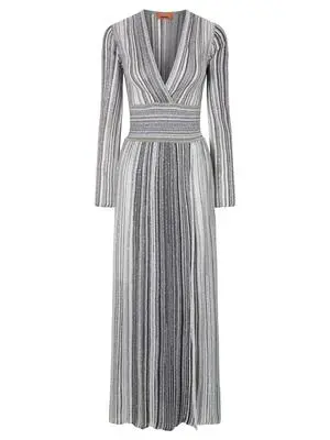 Missoni Striped Sequin-embellished Metallic Crochet-knit Maxi Dress - Black