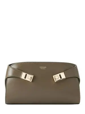 FERRAGAMO Hug Embellished Textured-leather Shoulder Bag - Green
