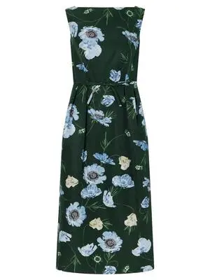 Erdem Floral-printed Cotton-blend Faille Midi Dress - Green