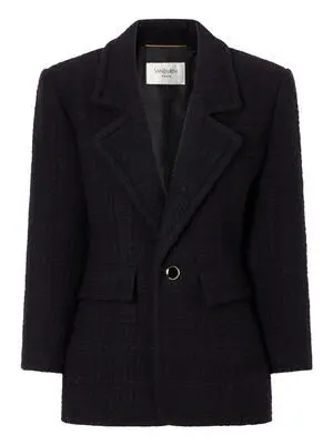 Saint Laurent Wool-blend Tweed Blazer - Black