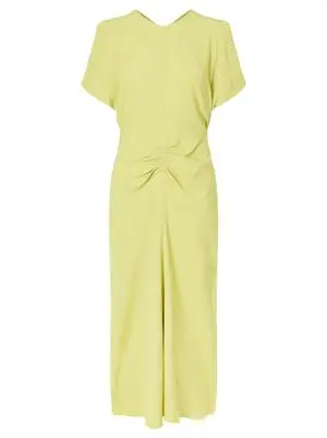 Victoria Beckham Victoria Beckham Bela Gathered Satin Midi Dress Chartreuse