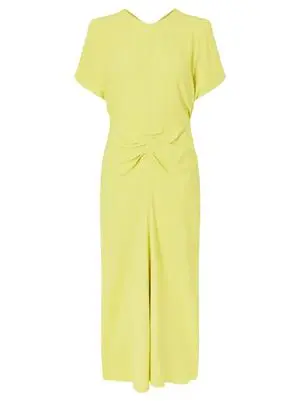 Victoria Beckham Victoria Beckham Bela Gathered Satin Midi Dress Chartreuse