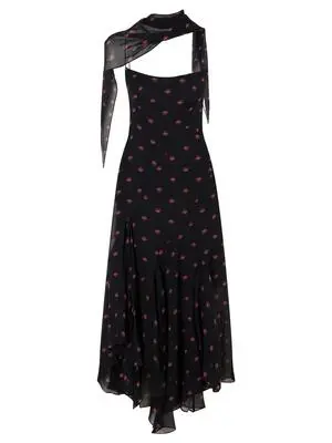 LIBEROWE Aubrey Floral-print Silk-chiffon Gown - Black