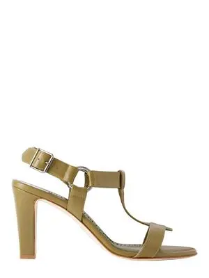 Manolo Blahnik Miona Leather Sandals - Green