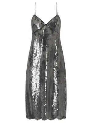 Veronica De Piante Aya Sequin Lace-trimmed Midi Dress - Black