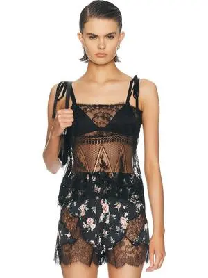 Dolce & Gabbana Tie Strap Sheer Camisole Top - Black