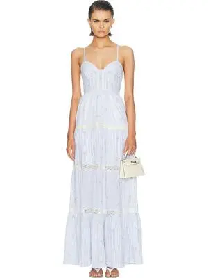 LoveShackFancy Story Maxi Dress - Sky Mist