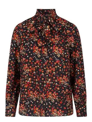 Gucci Multicolor Floral Print Silk Shirt With Tie Detail - Multi