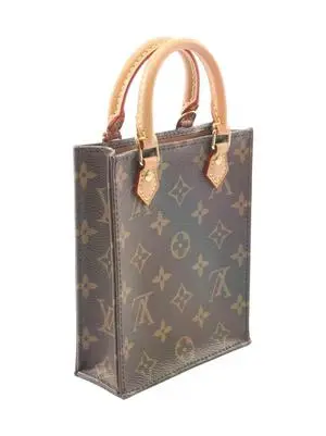 LOUIS VUITTON Monogram Petite Sac Plat Tote Bag - Brown