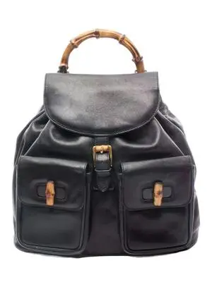 Gucci Bamboo Leather Backpack - Black