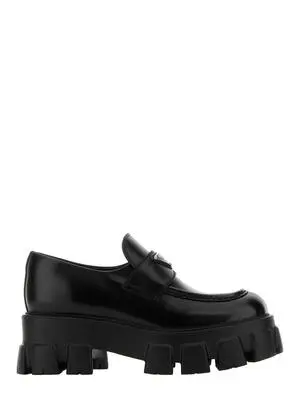 Prada Leather Monolith Loafers - Black