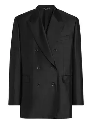 Dolce & Gabbana Sicilia Light Double-breasted Silk Twill Jacket - Black