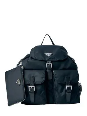 Prada Re-nylon Medium Backpack With Detachable Pouch - Black