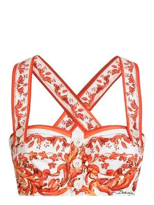 Dolce & Gabbana Majolica Print Bustier Top - Multicolor