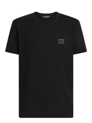 Dolce & Gabbana Cotton T-shirt With Logo Plate - Black