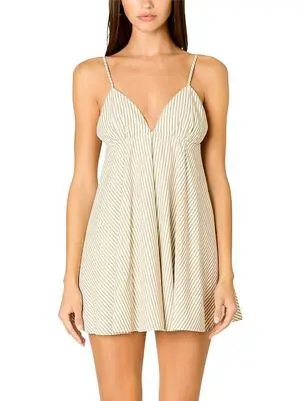 NIA Alessia Sleeveless V Neck Mini Dress - Oat