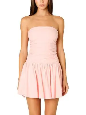 NIA Strapless Drop Waist Mini Dress - Blush