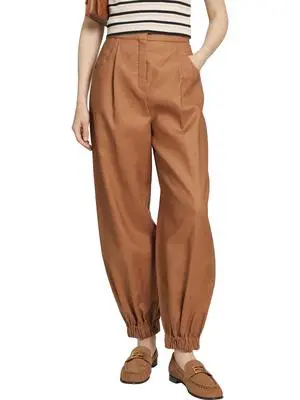 Fendi Linen Ballon Pants With Embroidered Logo - Orange