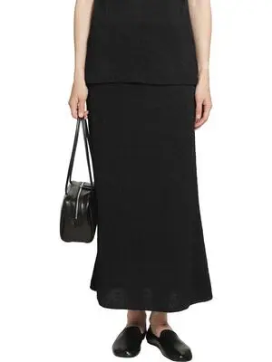 THE ROW Oboe Skirt In Crinkled Silk - Black