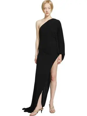 Gucci Asymmetrical Viscose Jersey Long Dress - Black