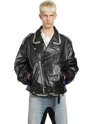 MARKING DISTANCE Cowhide Leather Big Baby Perfecto Jacket - Black