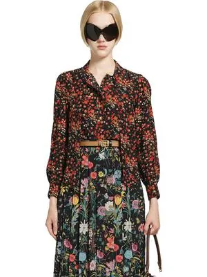 Gucci Floral Print Silk Shirt - Black