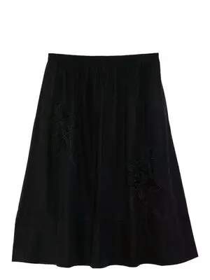 LESS Floral Embroidered Skirt - Black