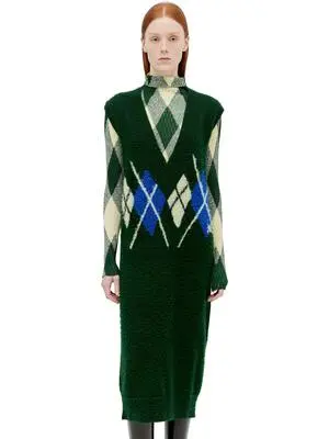 Burberry Argyle Wool Knit Vest Dress - Green