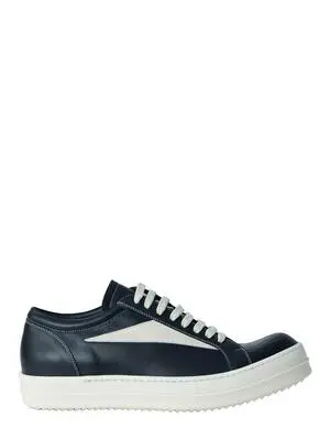 Rick Owens Low-top Leather Sneakers With Contrast Stitching - Black