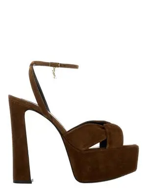 Saint Laurent Suede Franciane Sandals - Brown