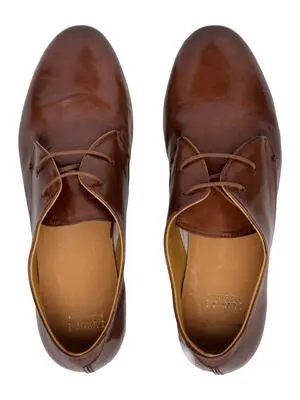 Lukure LUKURË Kate Kangaroo Leather Lace-Up Flats Cognac