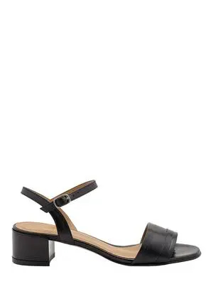 Lukure Eliza Mid-heel Leather Sandals - Black