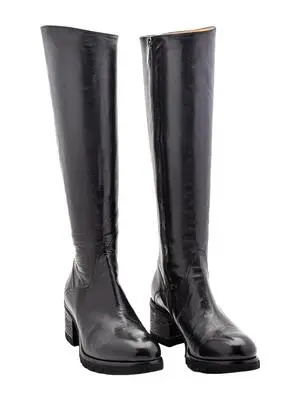 Lukure Kangaroo Leather Knee-high Boots - Black