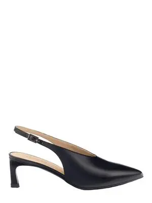 Lukure Vittoria Kangaroo Leather Slingback Kitten Heels - Black