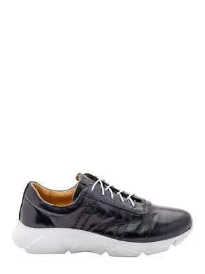 Lukure Flex Lace-up Leather Sneakers - Navy