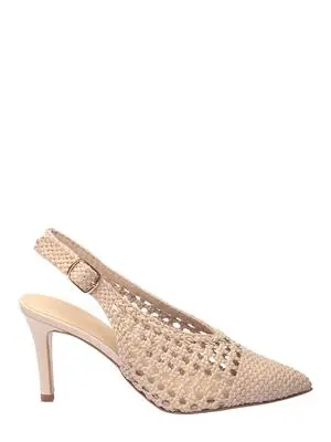 Lukure Sabine Slingback With Sculpted Heel And Perforated Leather - Bone