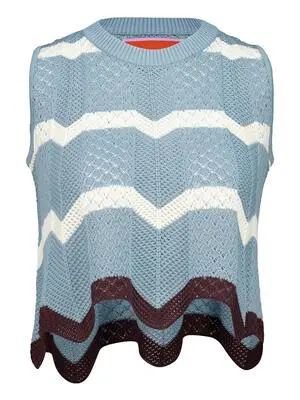 La DoubleJ Chevron Knit Color Block Top - Blue