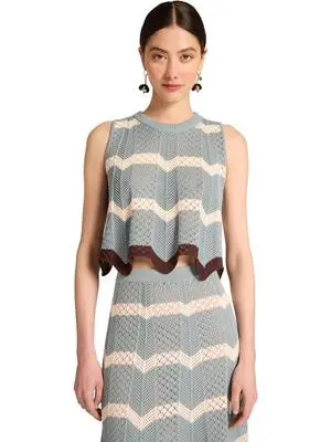 La DoubleJ Chevron Knit Color Block Top - Blue