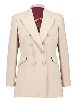 Johanna Ortiz Double-breasted Embroidered Jacket - Beige