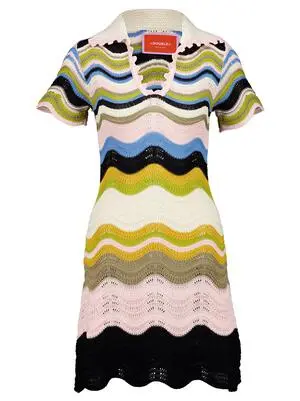 La DoubleJ Cotton Knit Chevron Mini Dress - Multicolour