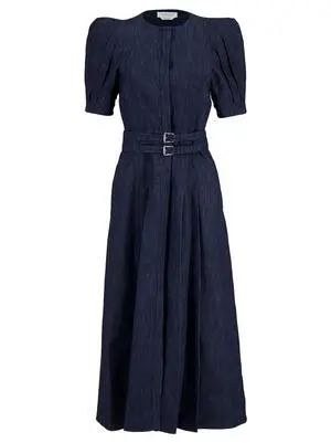Gabriela Hearst Gabriela Hearst Denim Cotton Midi Dress With Belt Blue