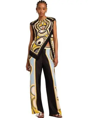La DoubleJ Sanctuary Placée Black Silk Twill Club Pants - Multicolour
