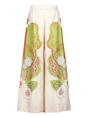 La DoubleJ Date Palms Placée Silk Palazzo Pants - Multicolour