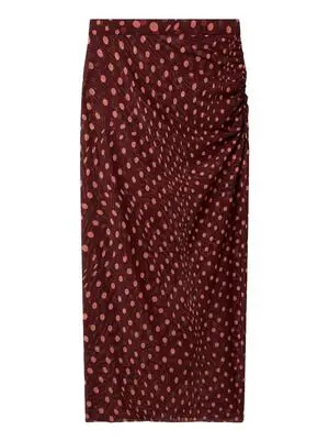 Stella McCartney Polka Dot Ruched Maxi Skirt - Red