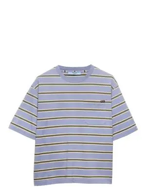 Prada Striped Cotton Jersey T-shirt - Periwinkle/lime