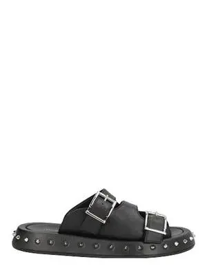 Alexander McQueen Leather Studded Flat Sandals - Black